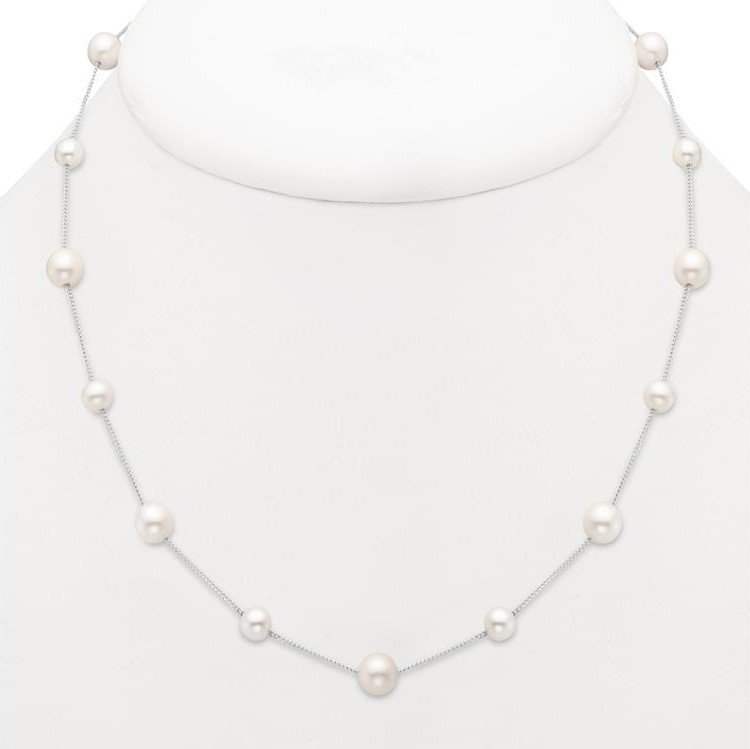 Alternating Freshwater Pearl Tin Cup Necklace