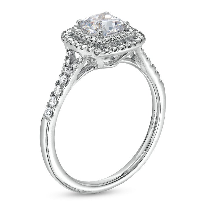 Double Cushion Halo Cathedral Engagement Setting by Diamonds Direct Designs