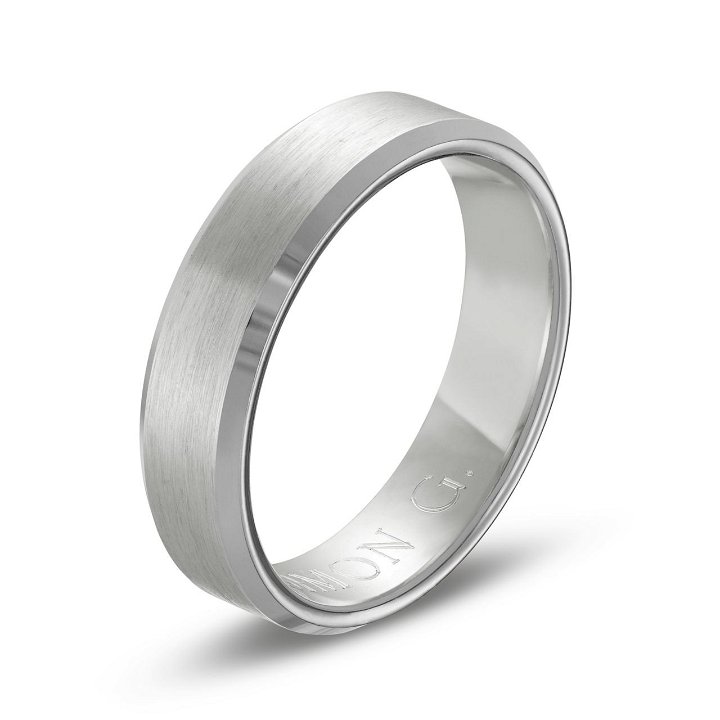 Simon G. Matte Bevel Edge 5.5mm Wedding Band | Diamonds Direct