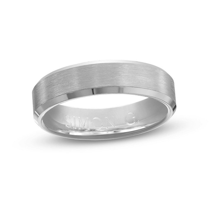Simon G. Matte Bevel Edge 5.5mm Wedding Band | Diamonds Direct