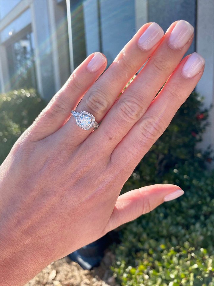 Split Cushion Halo Milgrain Engagement Setting by Diamonds Direct Designs