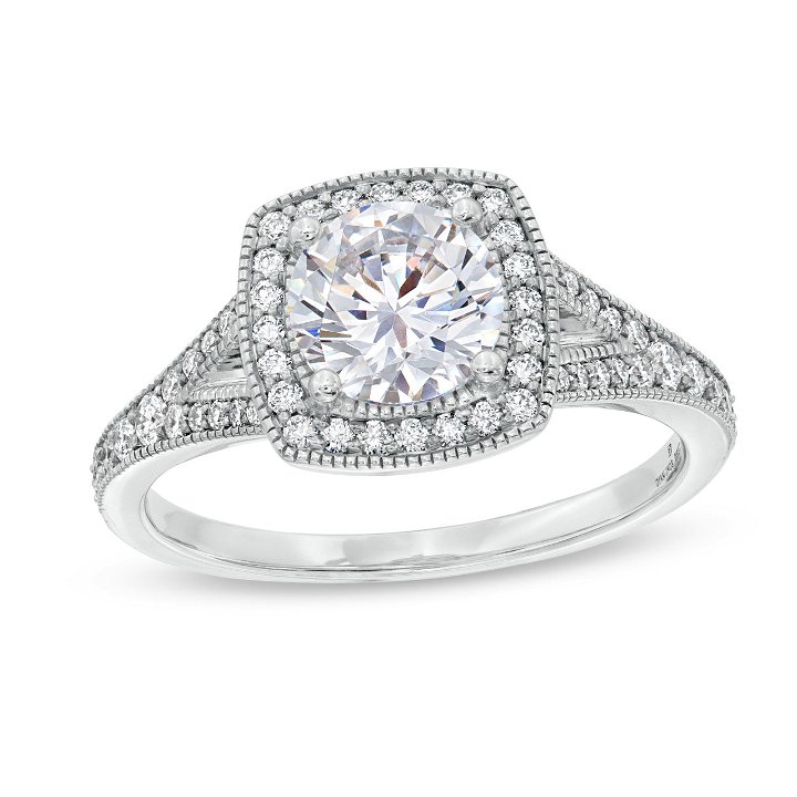 Split Cushion Halo Milgrain Engagement Setting by Diamonds Direct ...