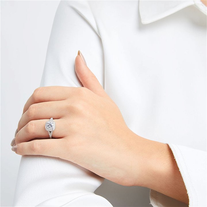 Split Cushion Halo Milgrain Engagement Setting by Diamonds Direct ...