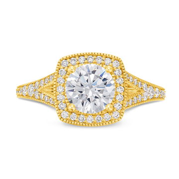 Split Cushion Halo Milgrain Engagement Setting by Diamonds Direct ...