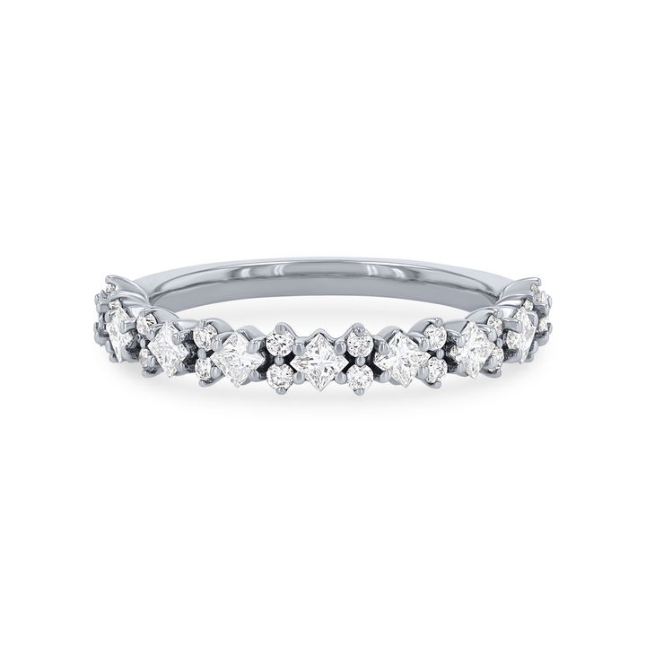 Offset Princess and Round Diamond Wedding Band | Diamonds Direct
