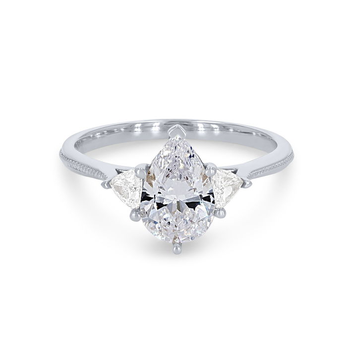 Three Stone Trillion Diamond Milgrain Engagement Setting | Diamonds Direct