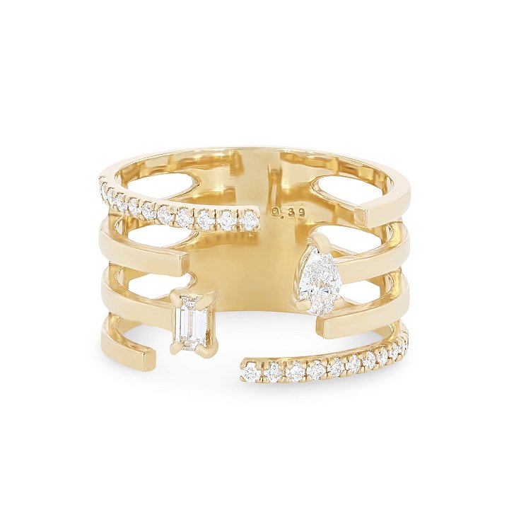 Four Row Mixed Diamond Ring | Diamonds Direct