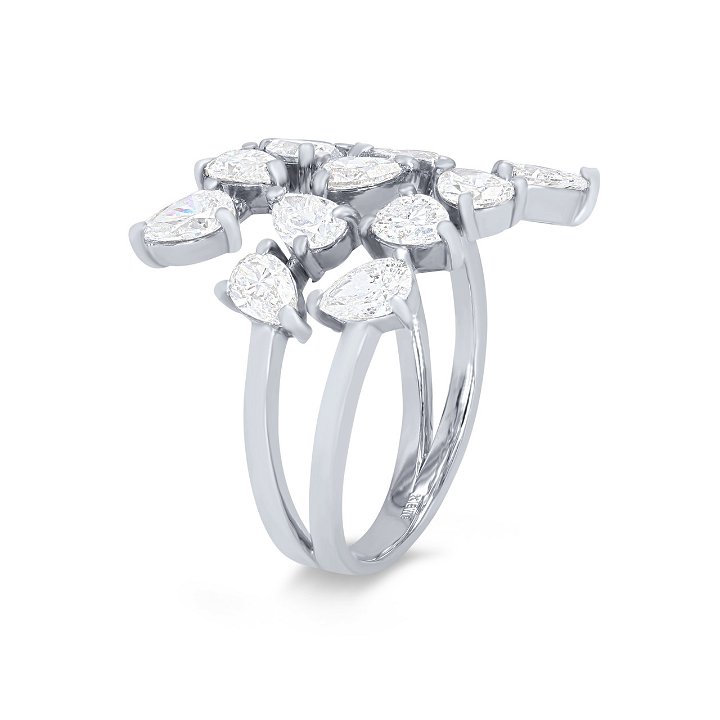 Three Row Bypass Pear Shape Diamond Ring | Diamonds Direct