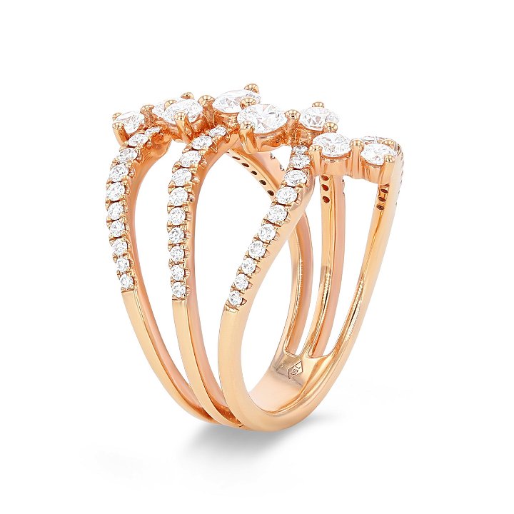 Multirow Curve Diamond Ring