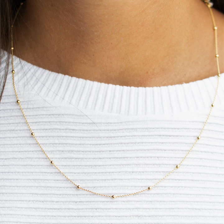 Gold 18 Inch Bead Station Necklace | Diamonds Direct
