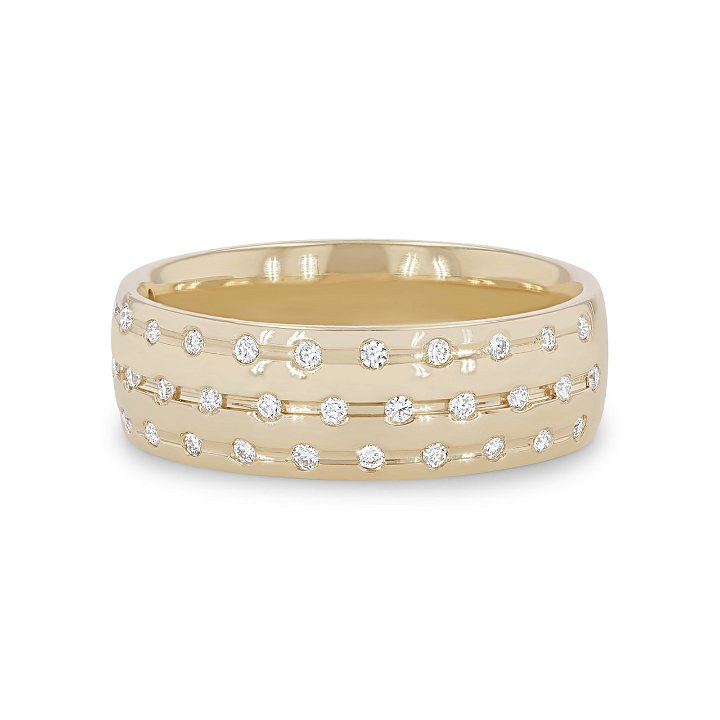 Three Row Diamond Inlay 6mm Wedding Band | Diamonds Direct