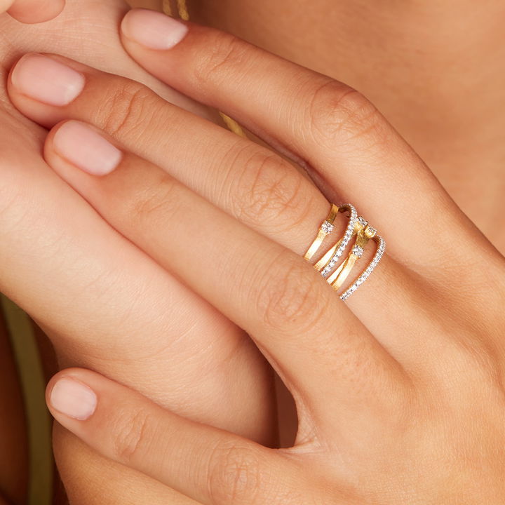 Multirow Diamond Matte Ring | Diamonds Direct