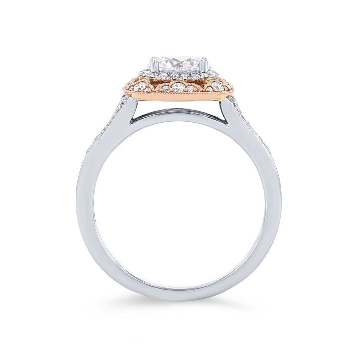 Double Halo Milgrain Diamond Engagement Setting by Sylvie
