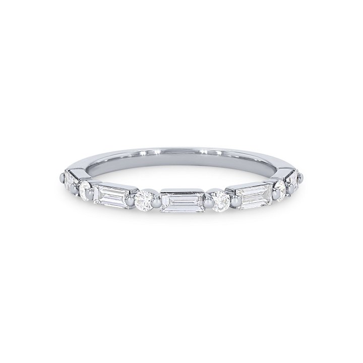 Alternating Baguette and Round Diamond Wedding Band by Diamonds Direct ...