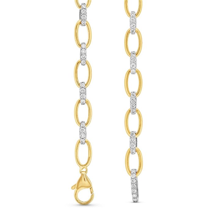 Alternating Gold and Diamond Paperclip Chain Bracelet