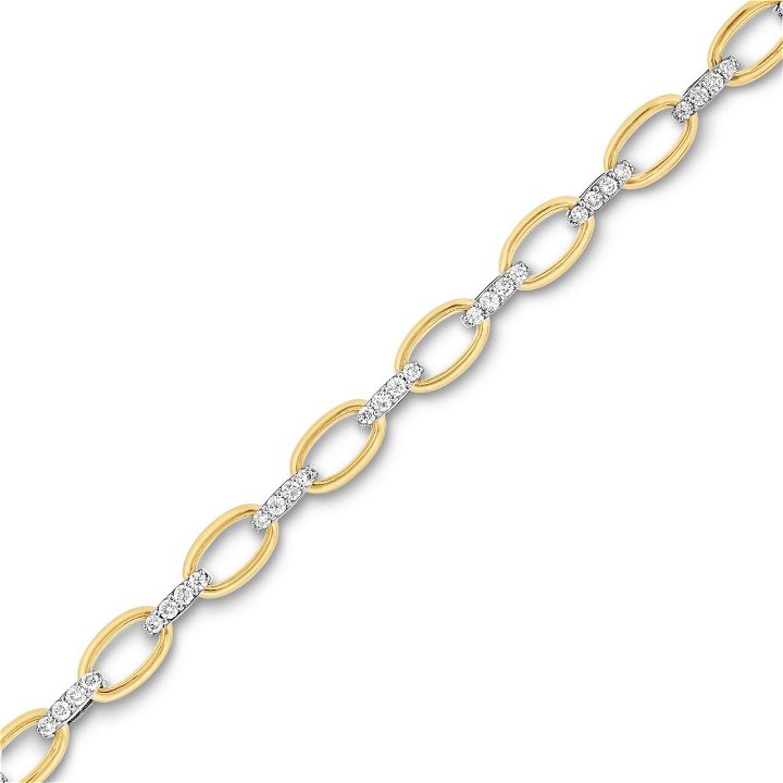 Alternating Gold and Diamond Paperclip Chain Bracelet