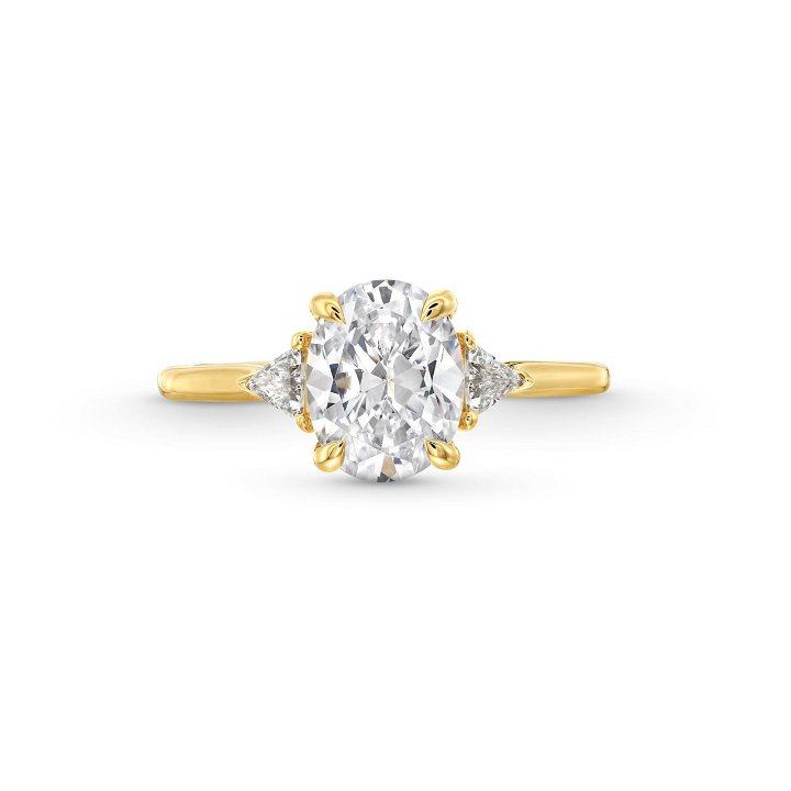 Three Stone Trillion Diamond Engagement Setting by Diamonds Direct ...