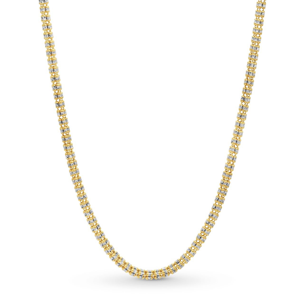 Two Tone Round Chain Necklace Diamonds Direct