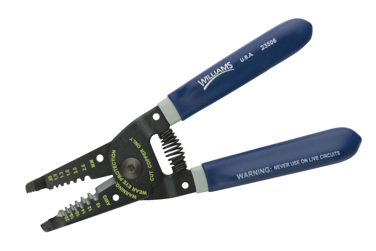 6 1 4 Williams Heavy Duty Front End Wire Strippers with Double Dipped Plastic Handle JHW23518