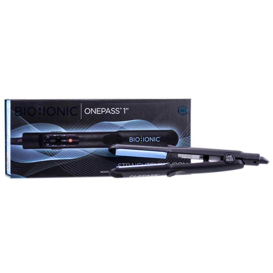 Color : Black - 1 inch, Bio Ionic One Pass Black Straightening Iron | SleekShop