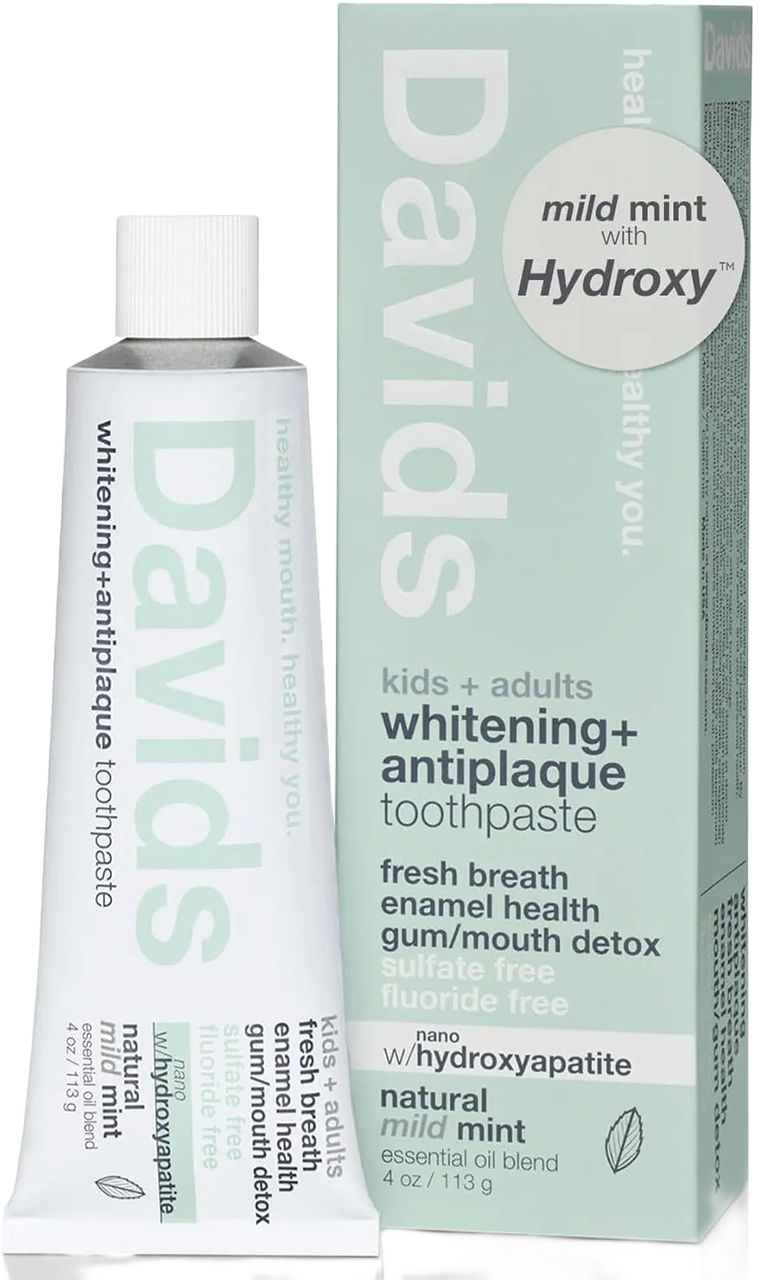 Natural Mild Mint / 4 oz, Davids Kids+Adults Whitening+Antiplaque Nano ...